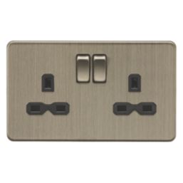 Knightsbridge Screwless 13A 2-Gang DP Switched Double Socket Antique ...