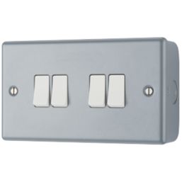 British General 20A 16AX 4-Gang 2-Way Metal Clad Light Switch - Screwfix
