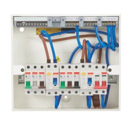 Contactum Defender 1.0 12-Module 6-Way Populated High Integrity Dual RCD Consumer Unit - Screwfix