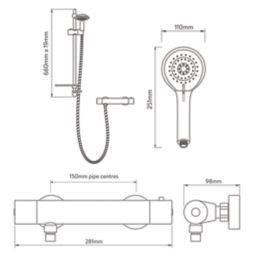 Aqualisa Sierra Safe Touch Rear-Fed Exposed Chrome Thermostatic Bar ...