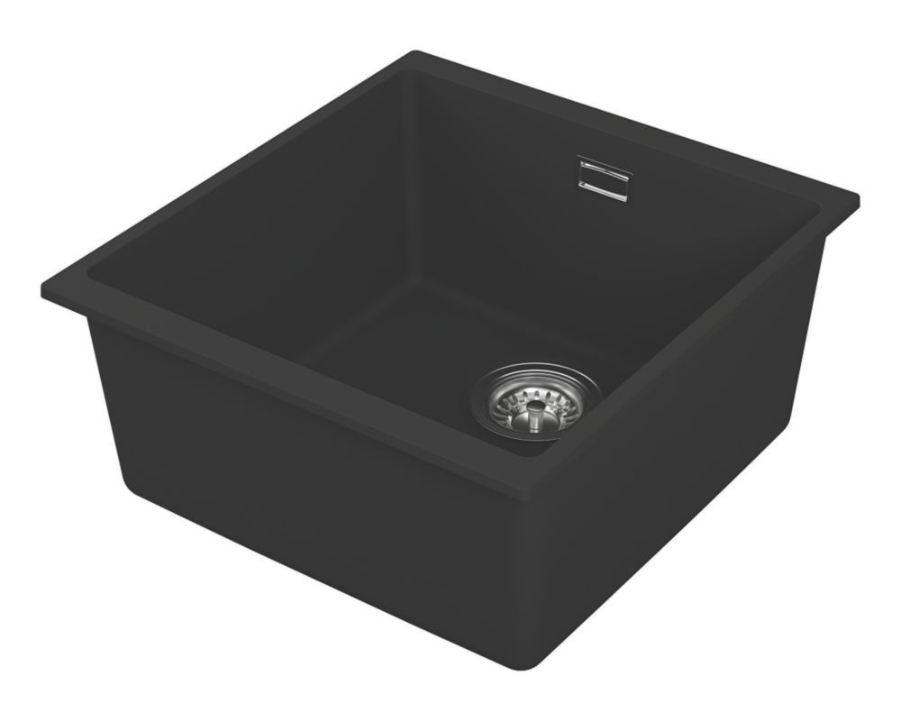 Carysil EN400-BK 1 Bowl Granite Composite Kitchen Sink Black 430mm x ...
