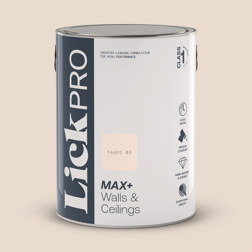 LickPro Max+ 5Ltr Taupe 03 Matt Emulsion Paint - Screwfix