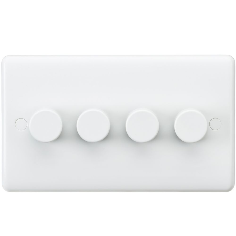 Knightsbridge Curved Edge 4-Gang 2-Way LED Leading Edge Dimmer White ...