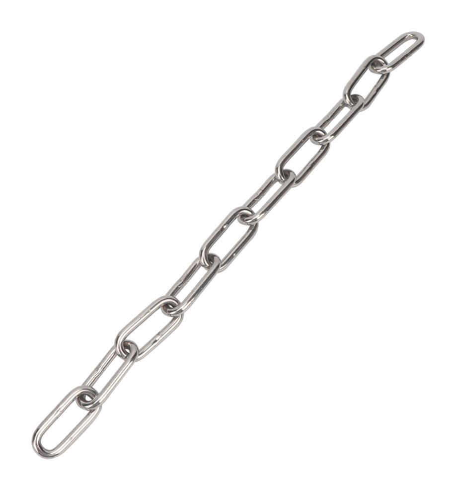 Essentials Side-Welded Stainless Steel Long Link Chain 6mm x 5m - Screwfix