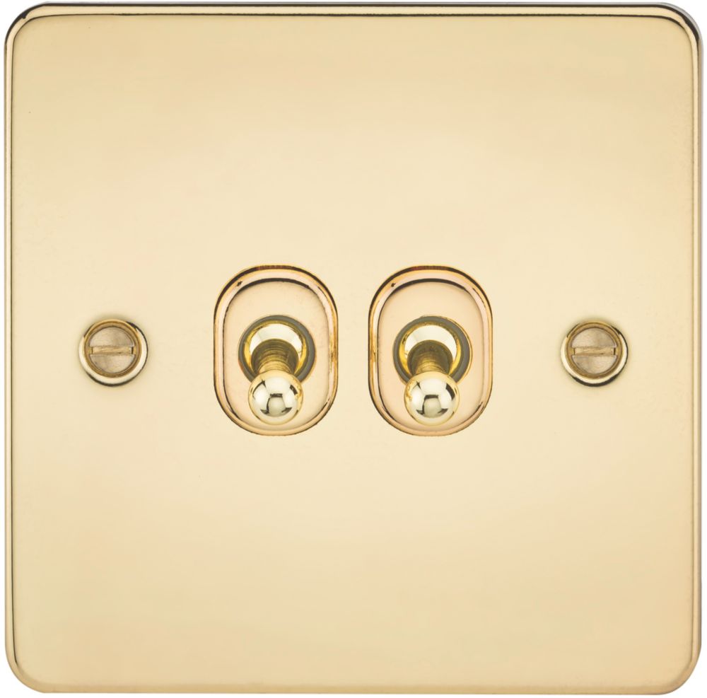 Knightsbridge 10AX 2-Gang 2-Way Light Switch Polished Brass - Screwfix Knightsbridge 10AX 2-Gang 2-Way Light Switch Polished Brass - Screwfix