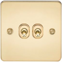 Knightsbridge 10AX 2-Gang 2-Way Light Switch Polished Brass - Screwfix