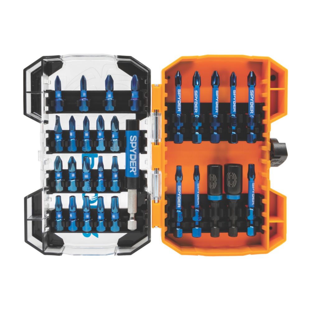 Spyder Mach-Blue 1/4" Hex Shank Mixed Impact Driver Bits 30 Piece Set ...
