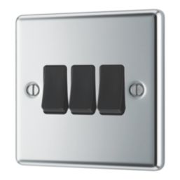 LAP 20A 16AX 3-Gang 2-Way Light Switch Polished Chrome with Black ...