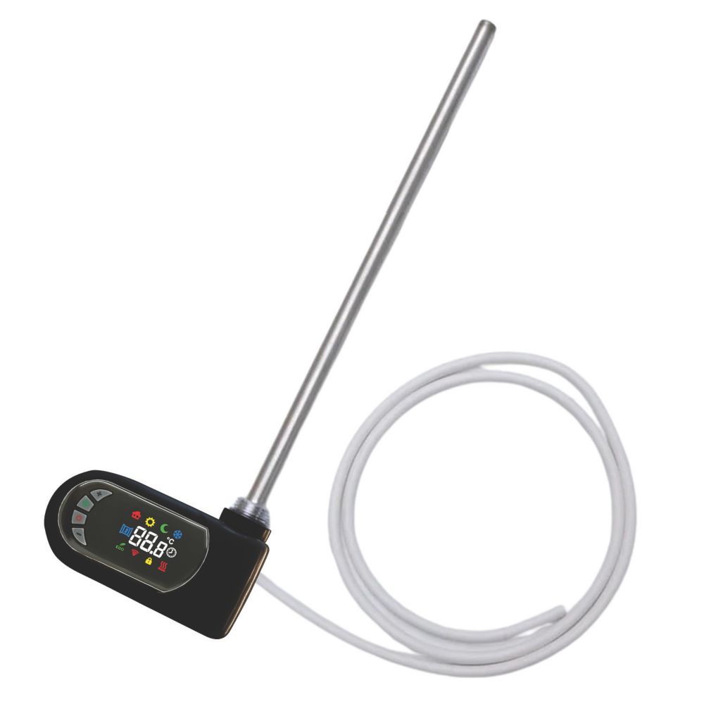 Towelrads 300W Black Towel Radiator Smart Heating Element - Screwfix