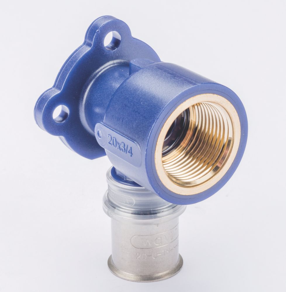 Wavin Tigris Multi-Layer Composite Press-Fit Adapting 90° BSP Female Plate Elbows 0.75" x 20mm ...