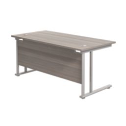 TC Group Aztec Twin Upright Rectangular Office Desk Grey Oak/Silver ...