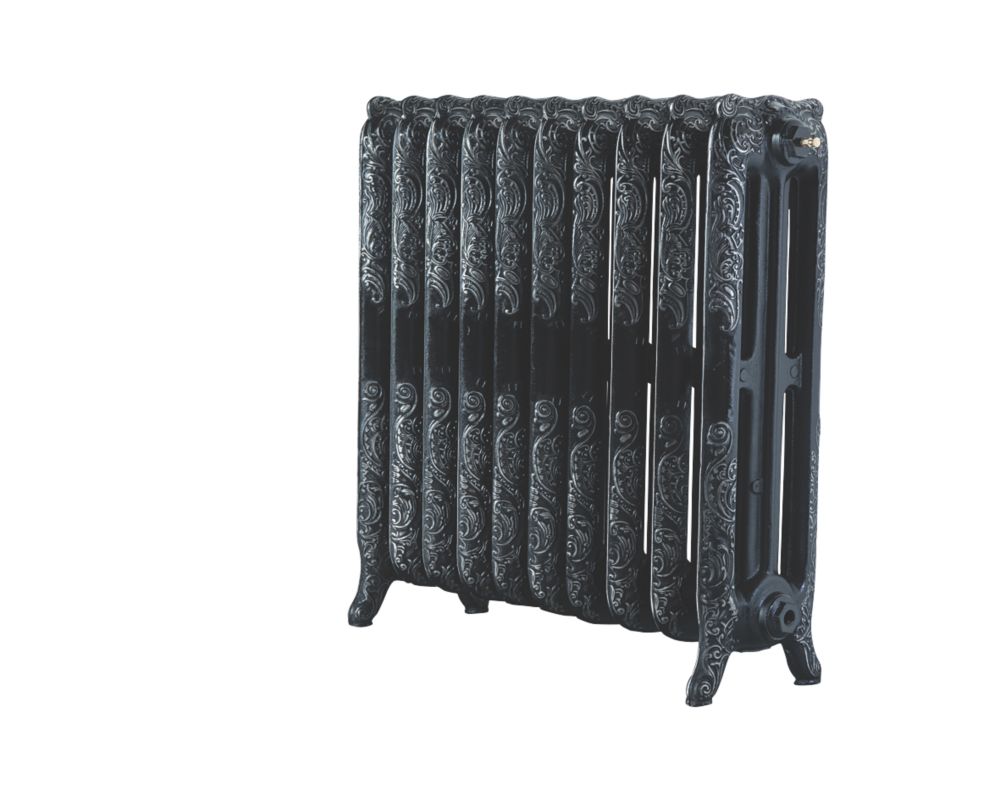 Arroll 760mm x 834mm 4913BTU Black / Silver Cast Iron 3 Column Radiator ...