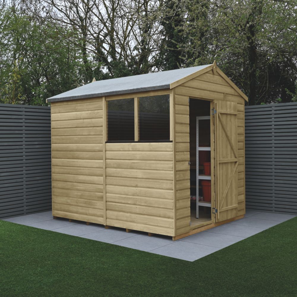 Forest Beckwood 6' x 7' 6" (Nominal) Apex Shiplap Timber Shed - Screwfix
