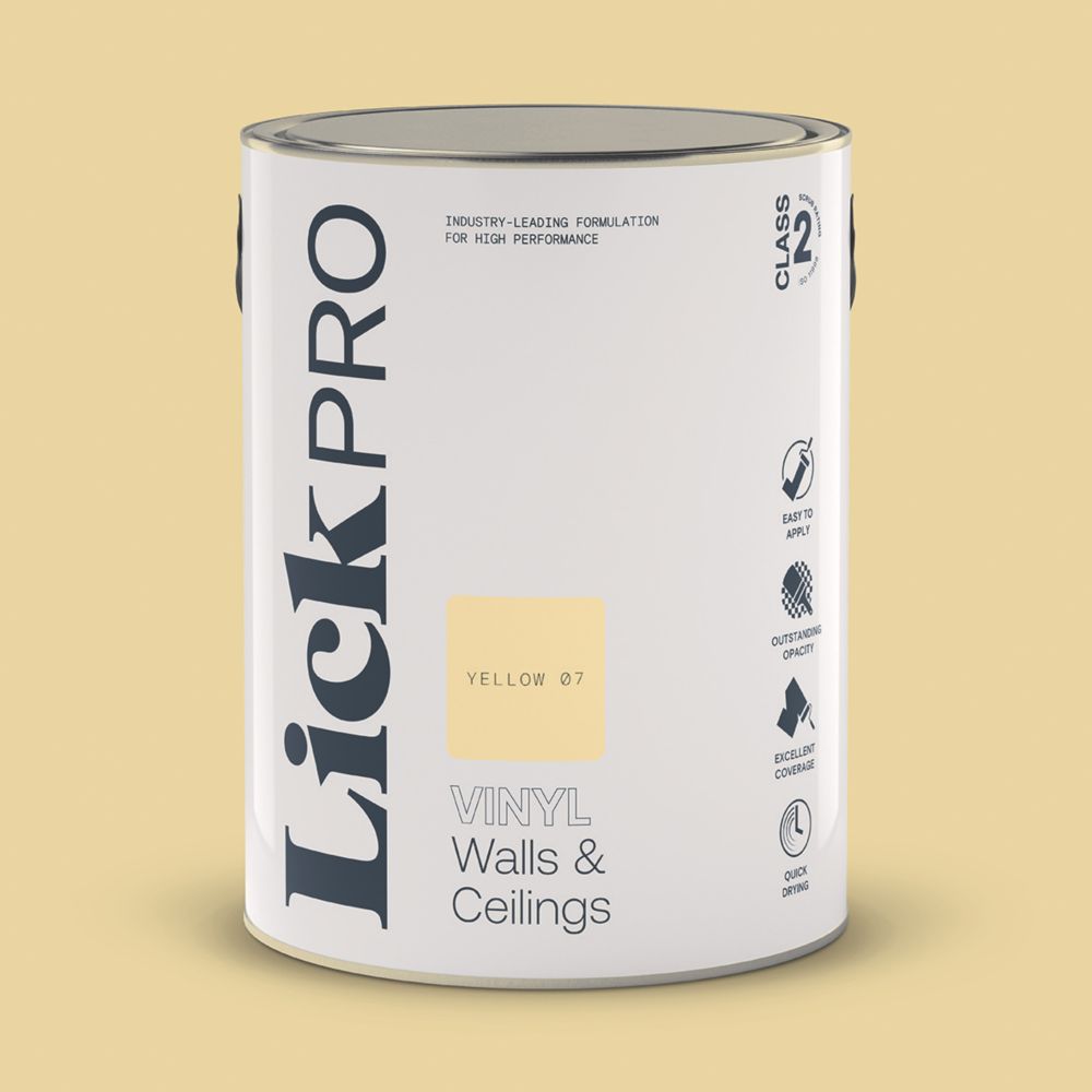 LickPro 5Ltr Yellow 07 Vinyl Matt Emulsion Paint - Screwfix