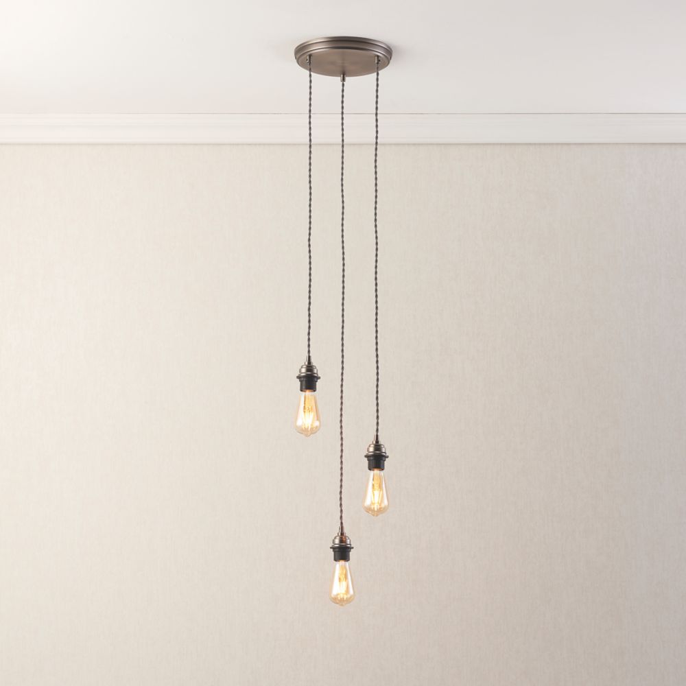 Quay Design Cable Set 3-Light Pendant Satin Pewter - Screwfix