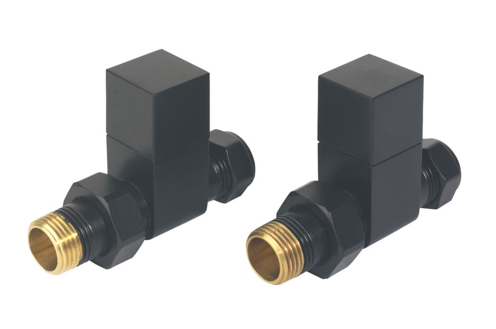 Towelrads 15mm x 1/2" Black Straight Designer Manual Radiator Valve ...