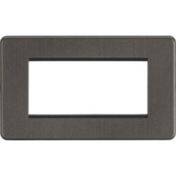 Knightsbridge Screwless 4-Module Modular Faceplate Smoked Bronze - Screwfix