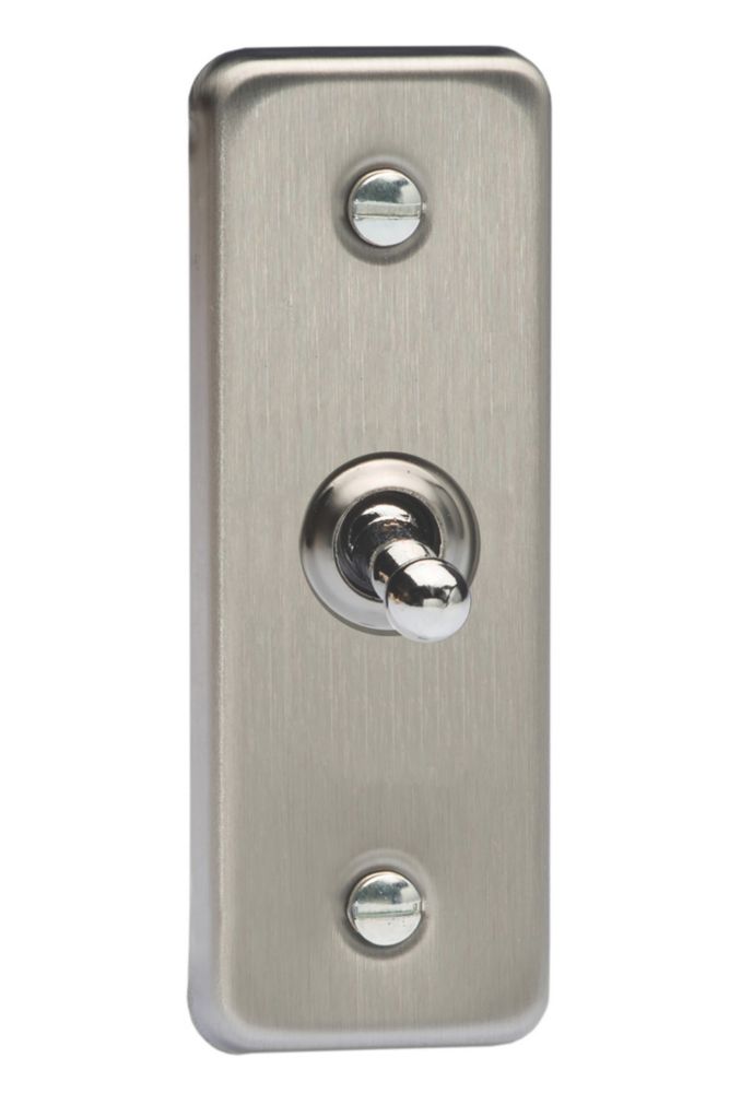 Varilight 10A 1-Gang 2-Way Architrave Light Switch Brushed Steel with ...