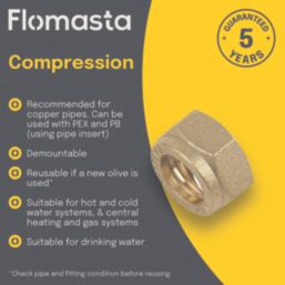 Flomasta Brass Compression Cap Nut 15mm - Screwfix