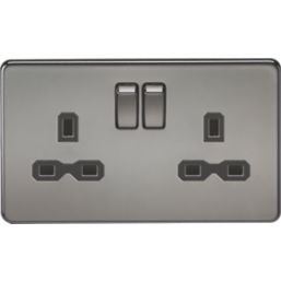 Knightsbridge 13A 2-Gang DP Switched Double Socket Black Nickel with ...
