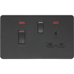 Knightsbridge 45A 2-Gang DP Cooker Switch & 13A DP Switched Socket Matt ...