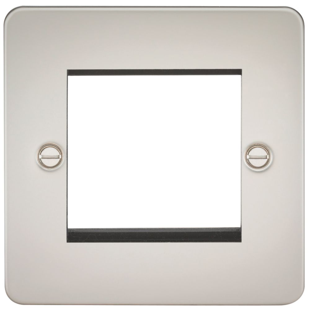 Knightsbridge Flat Plate 2-Module Modular Faceplate Pearl - Screwfix