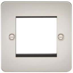 Knightsbridge Flat Plate 2-Module Modular Faceplate Pearl - Screwfix