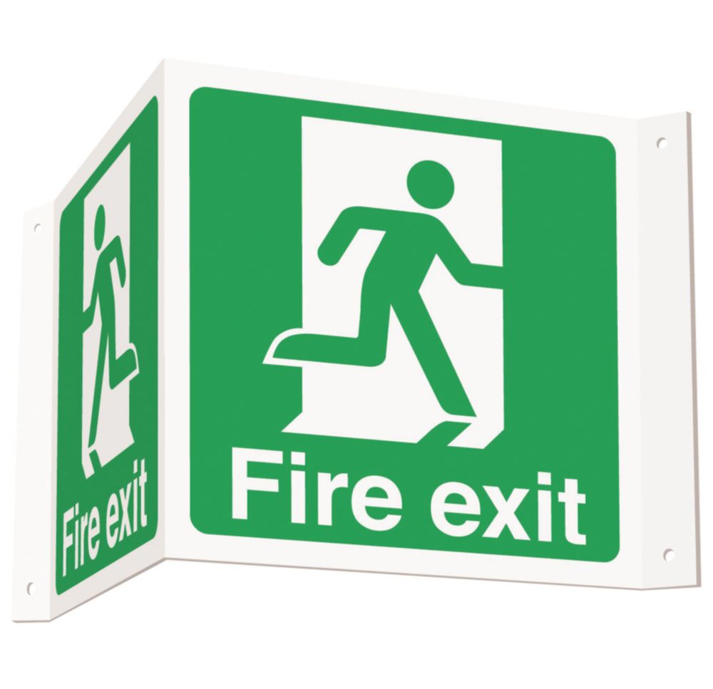 Essentials Fire Exit Projecting Sign (3D) 200mm x 400mm - Screwfix