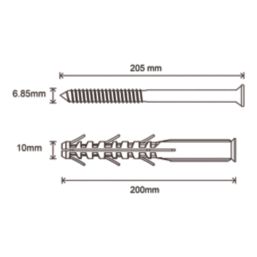 Easyfix TX Long Expansion Frame Fixings 10mm x 200mm 12 Pack - Screwfix