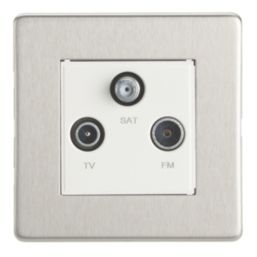 Contactum Lyric 1-Gang Coaxial TV / FM & Satellite Socket Brushed Steel ...