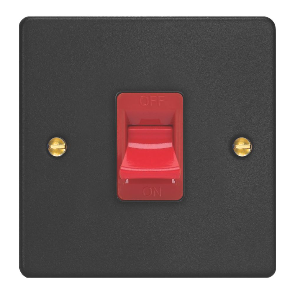Varilight 45A 1-Gang 2-Pole Cooker Switch Matt Black - Screwfix