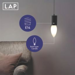 LAP E14 Candle LED Light Bulb Milky 470lm 2.9W 4 Pack - Screwfix