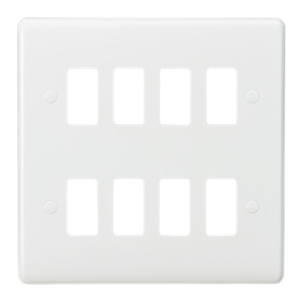 Knightsbridge Curved Edge 8-Module Grid Faceplate White - Screwfix