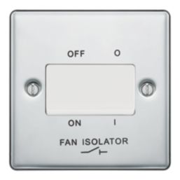 LAP 10AX 1-Gang 3-Pole Fan Isolator Switch Polished Chrome with White ...
