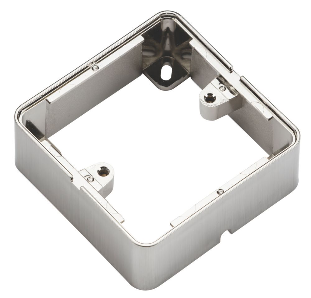 Knightsbridge 1-Gang Brushed Chrome Surface Box Spacer 32mm - Screwfix