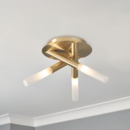 Spa Crux Semi-Flush Bathroom Light Fitting Brass - Screwfix