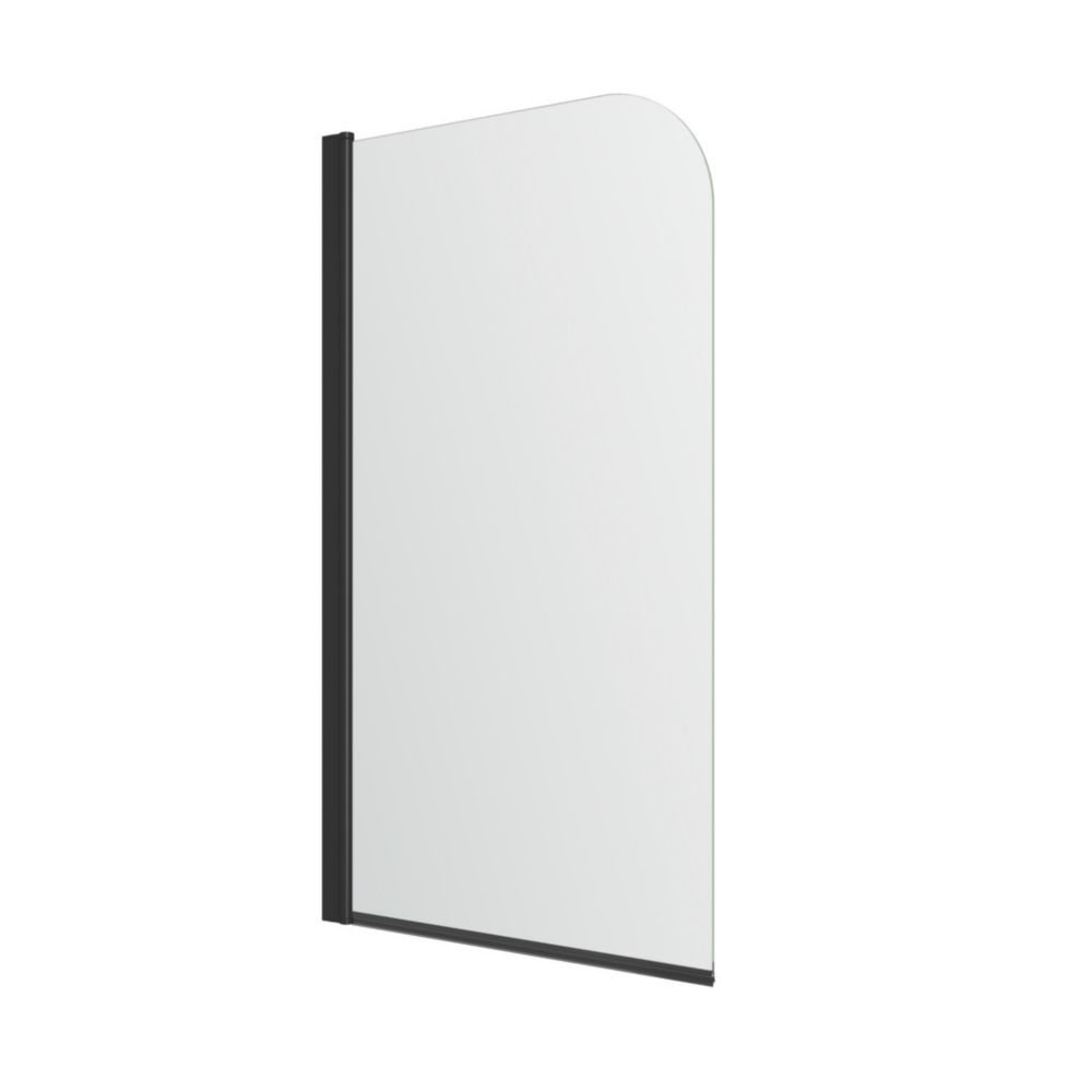 Dakota Semi-Framed Matt Black Hinged Radius Bath Screen Non-Handed ...