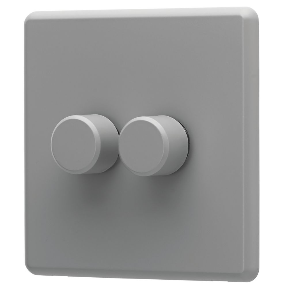 Arlec 2-Gang 2-Way LED Dimmer Switch Grey - Screwfix