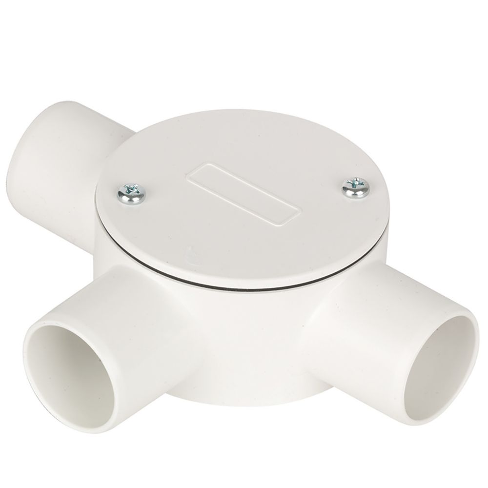 Deta TTE 3 Way 25mm Tee Box White - Screwfix