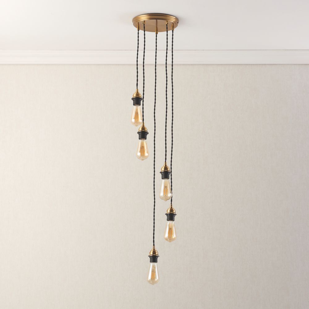 Quay Design Cable Set 5-Light Pendant Antique Brass - Screwfix