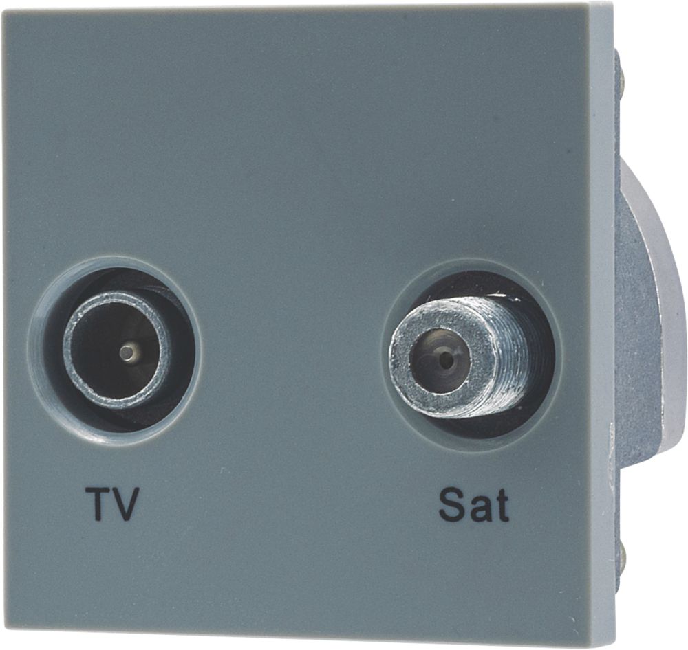 British General Duplex Modular TV & Satellite Socket Grey - Screwfix