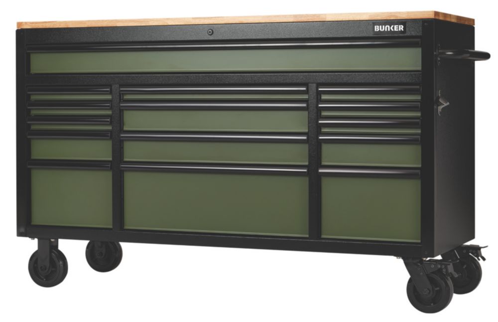 Bunker 15-Drawer Trolley Green - Screwfix
