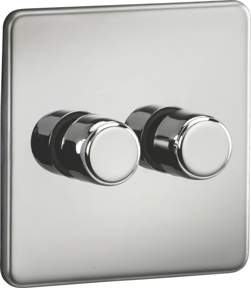 Knightsbridge 2-Gang 2-Way LED Dimmer Switch Polished Chrome - Screwfix