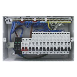 MK Sentry 16-Module 11-Way Populated High Integrity Main Switch Consumer Unit with SPD - Screwfix