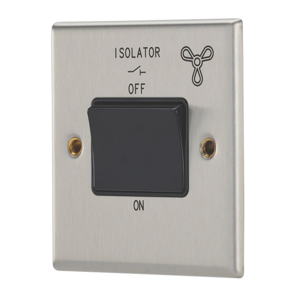 Contactum iConic 10AX 1-Gang 3-Pole Fan Isolator Switch Brushed Steel ...