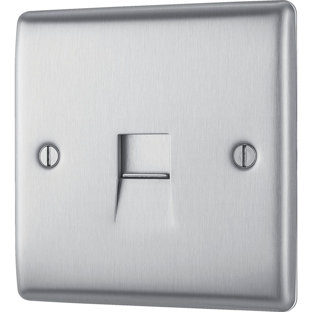 British General Nexus Metal 1-Gang Slave Telephone Socket Brushed Steel ...