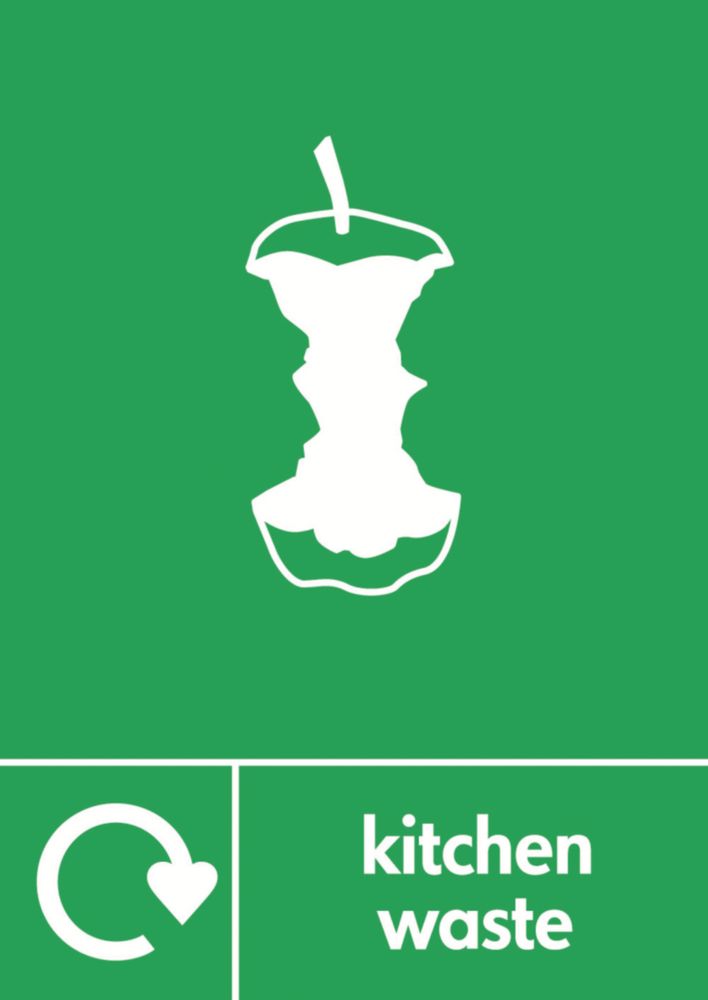 Essentials Kitchen Waste Recycling Sign 297mm x 210mm - Screwfix