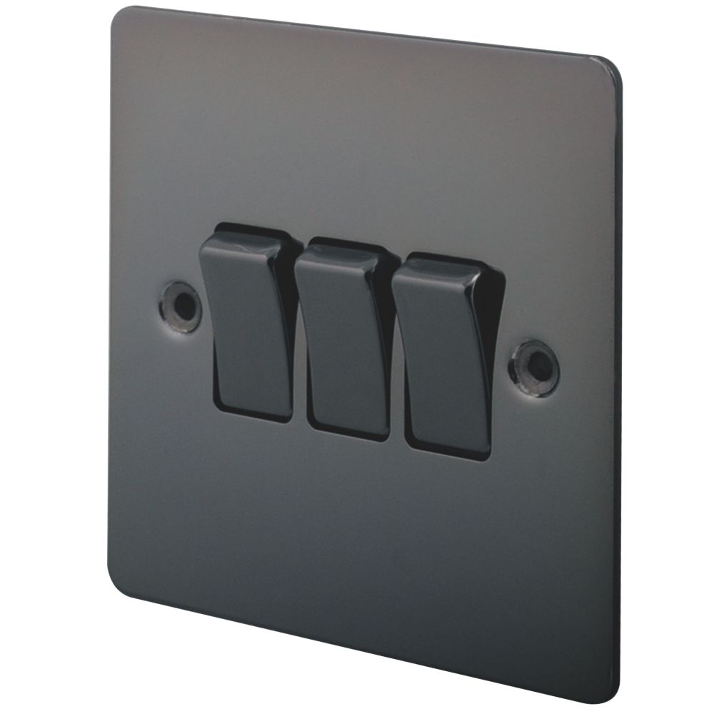 LAP 10AX 3-Gang 2-Way Light Switch Black Nickel - Screwfix