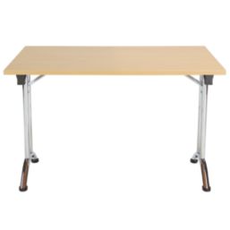 TC Group One Union Rectangular Folding Table Nova Oak/Chrome 1200mm x ...