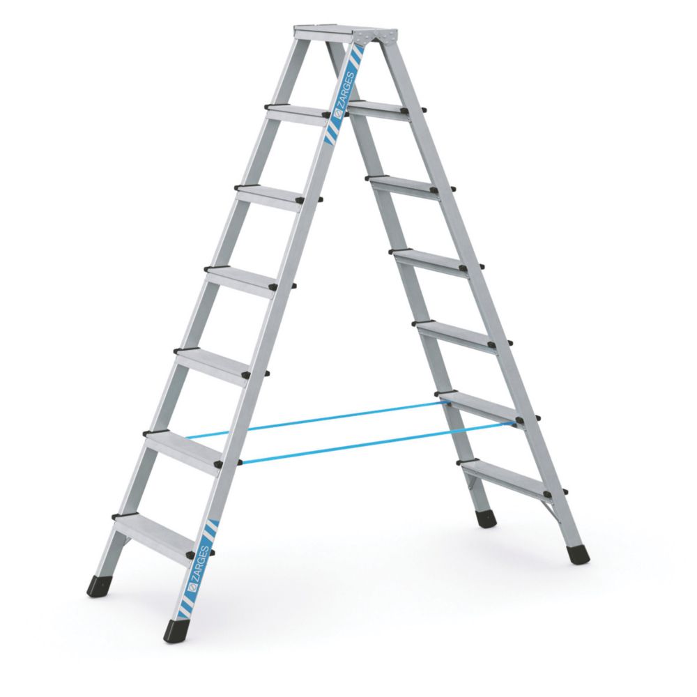 Zarges Aluminium 1.74m 7 Step Swingback A Frame Step Ladder - Screwfix